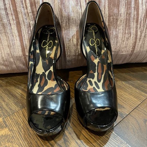 Jessica Simpson | Shoes | Jessica Simpson Patent Leather Open Toe Heels ...
